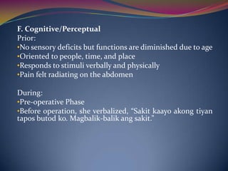 Sample Gordon's Functional Health Pattern: Intestinal Obstruction ...
