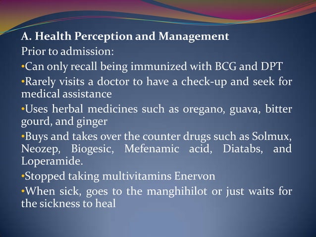 Sample Gordon's Functional Health Pattern: Intestinal Obstruction ...