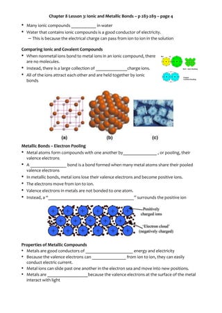 Chapter 8.3: Ionic and Metallic Bonds | PDF