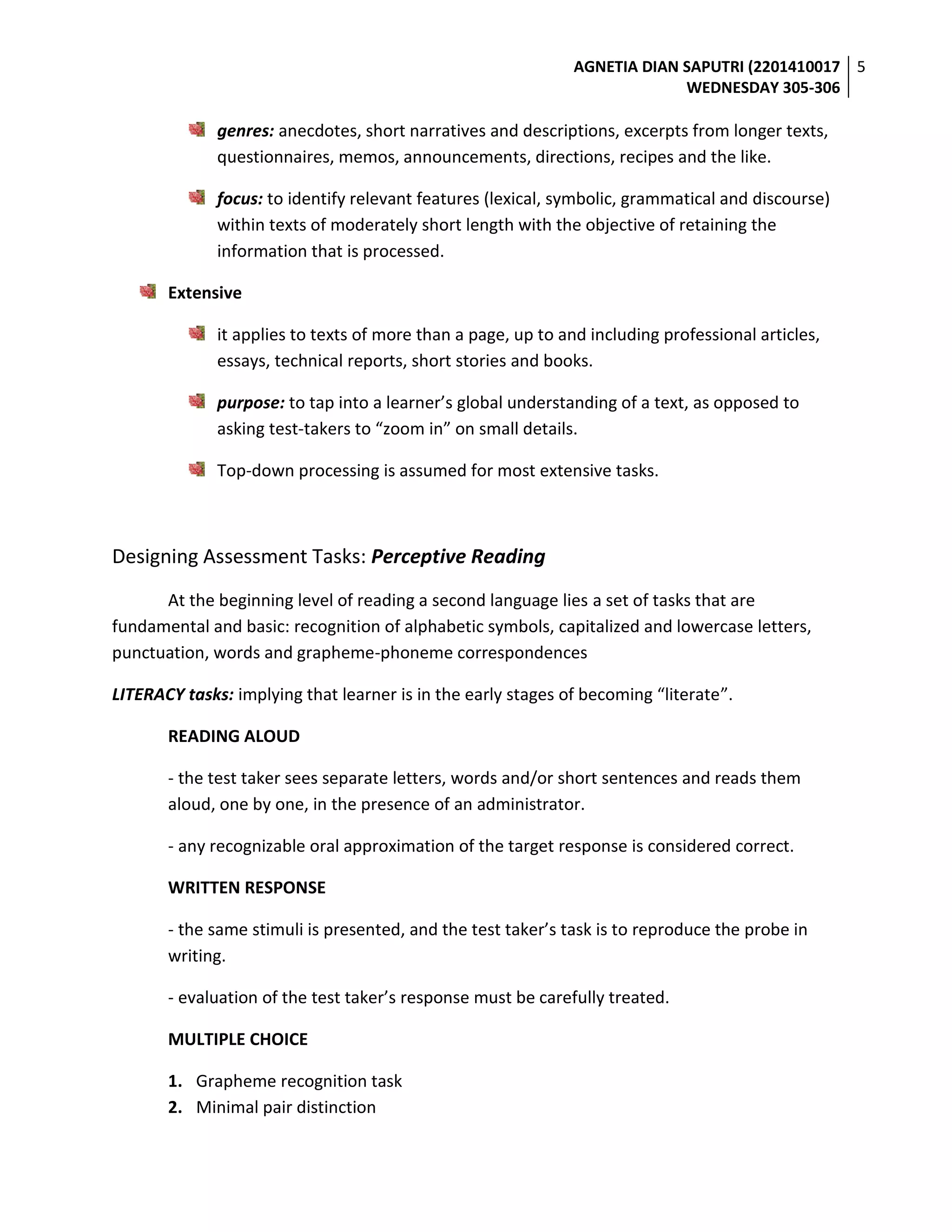 assesing reading | DOCX | Education