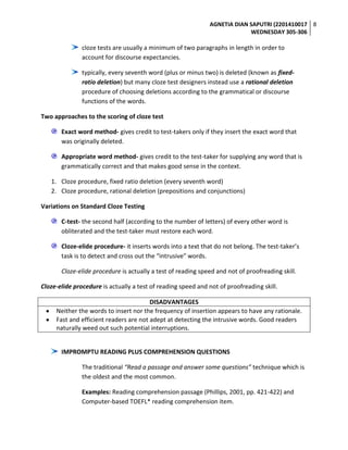 assesing reading | DOCX | Education