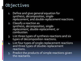 Chapter 8.2 : Types of Chemical Reactions | PPTX