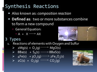 Chapter 8.2 : Types of Chemical Reactions | PPTX