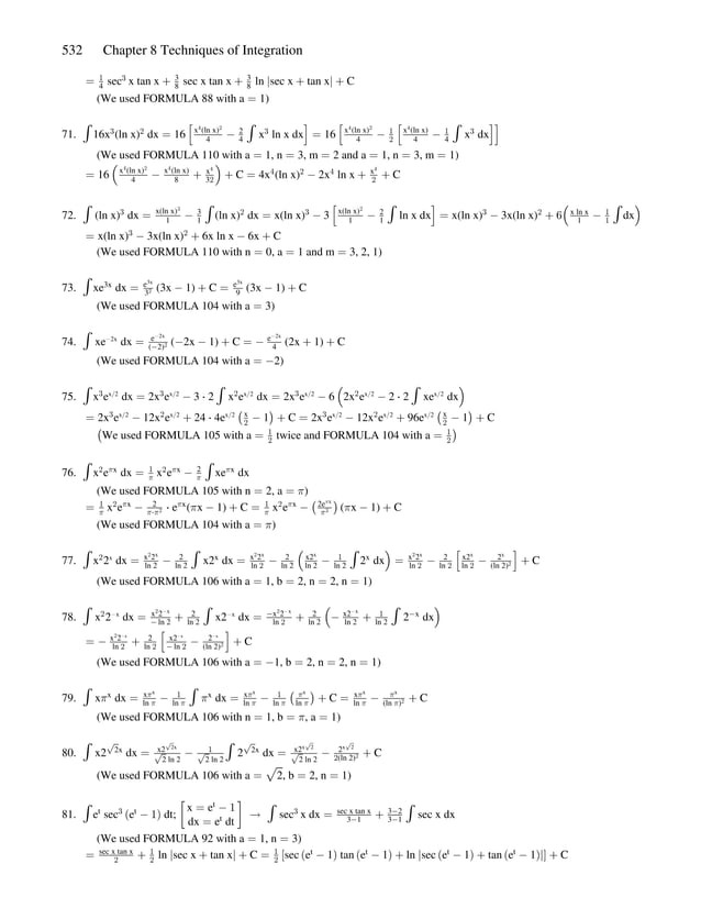Chapter 8: TECHNIQUES OF INTEGRATION | PDF