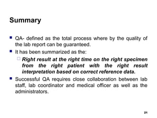 Medical laboratory intro to quality assurance | PPT