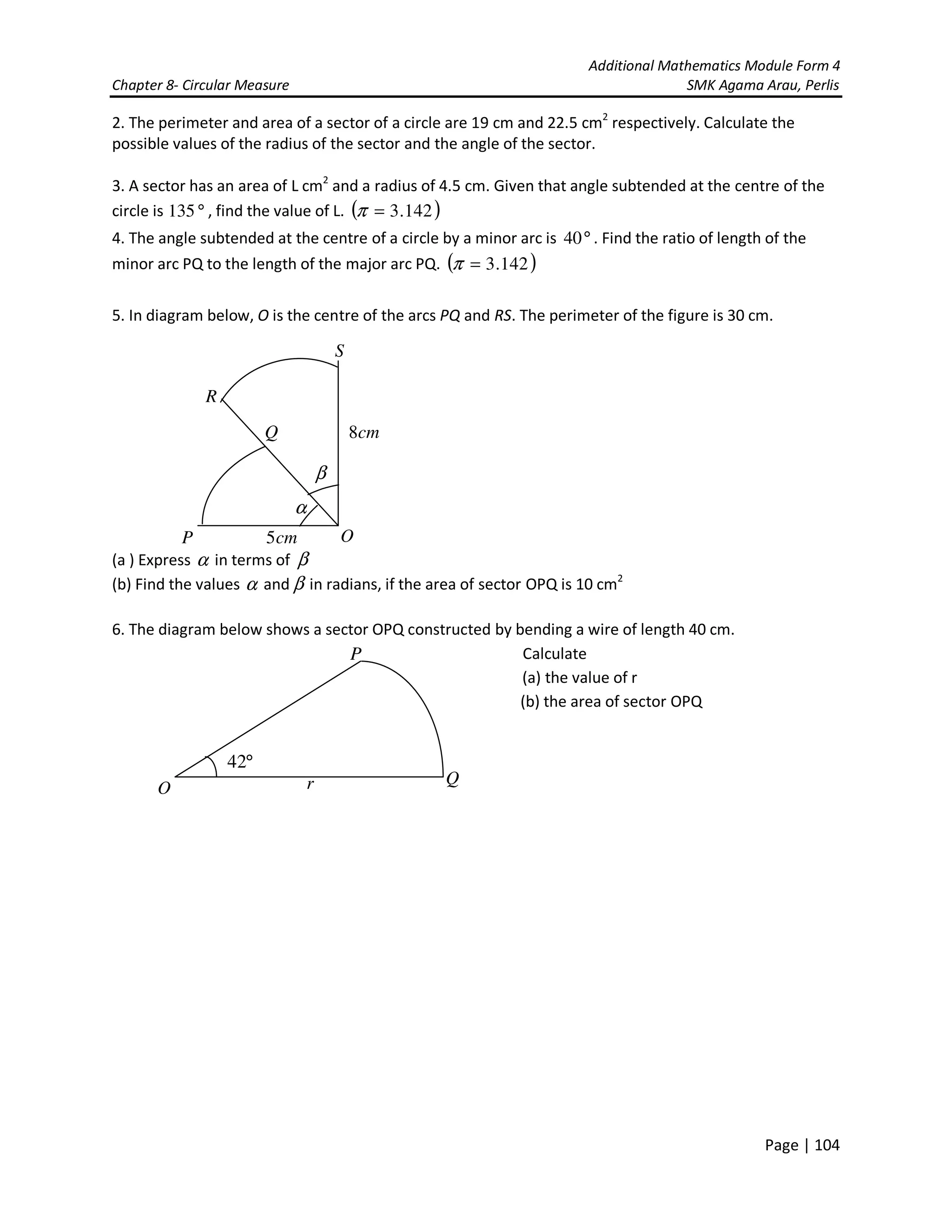 Chapter 8 circular measure | PDF