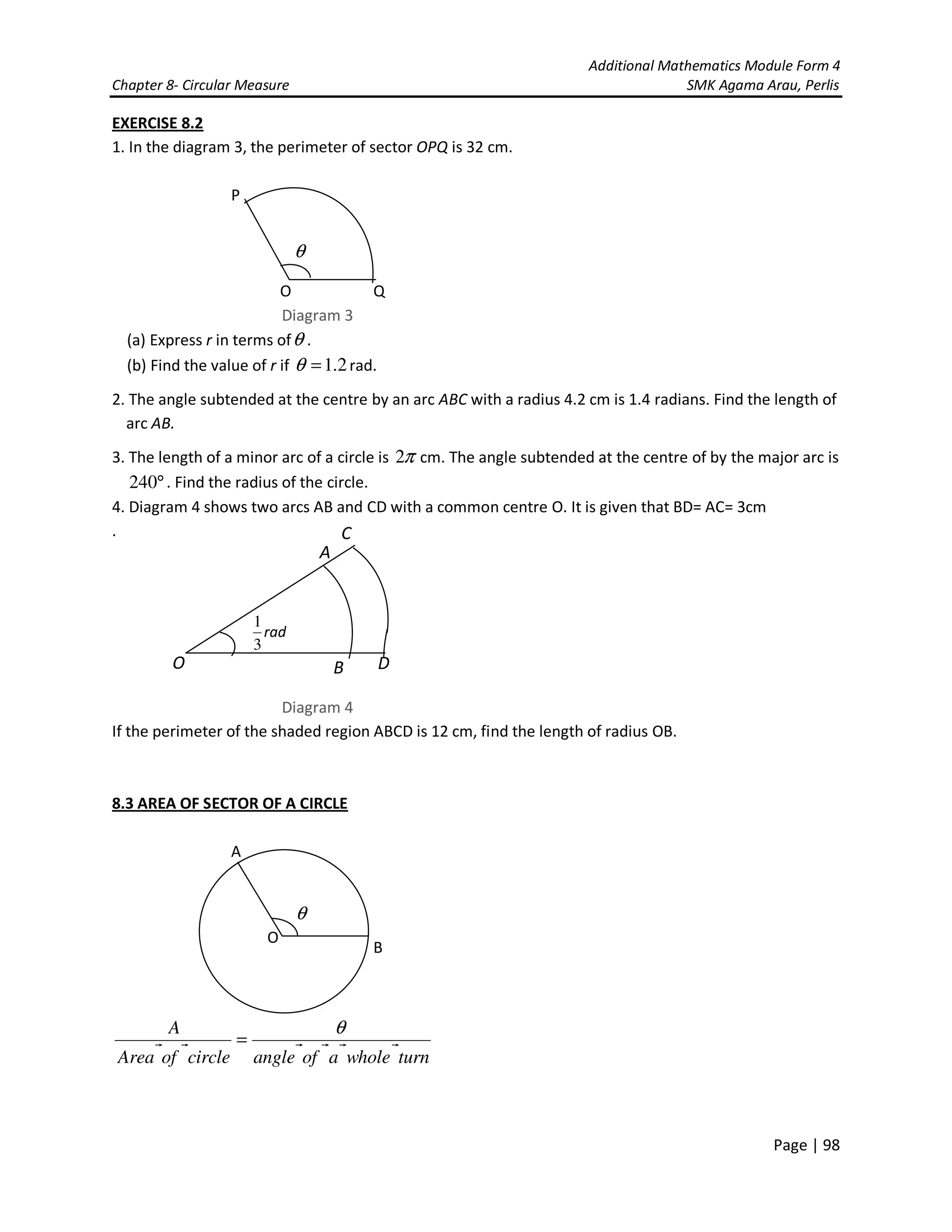 Chapter 8 circular measure | PDF