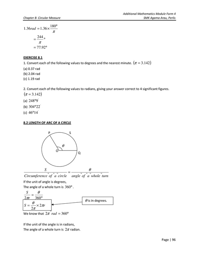 Chapter 8 circular measure | PDF