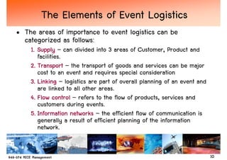 Chapter 8 event coordination (logistics and staging) | PDF