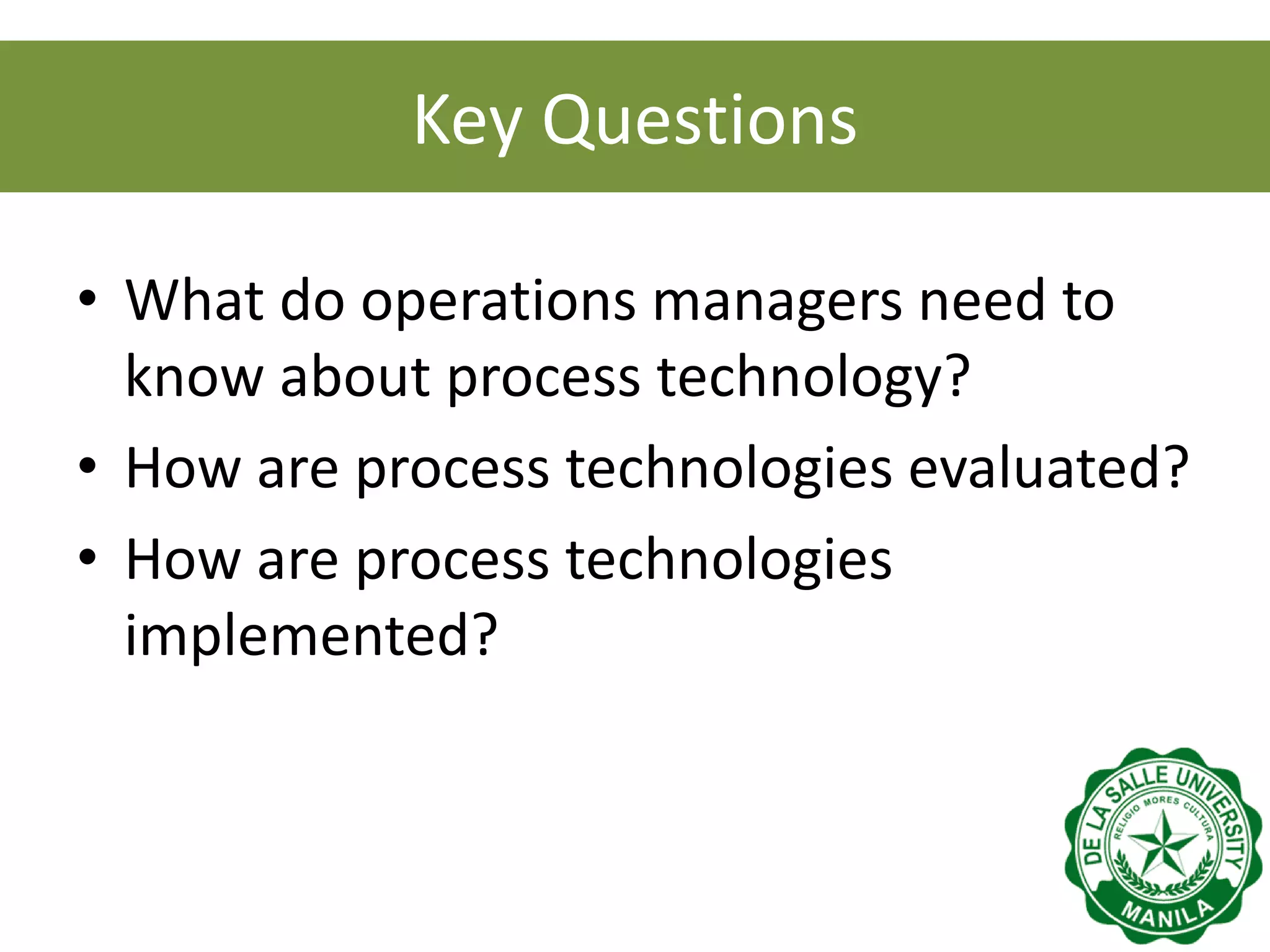 Operations Management - Process Technology | PDF