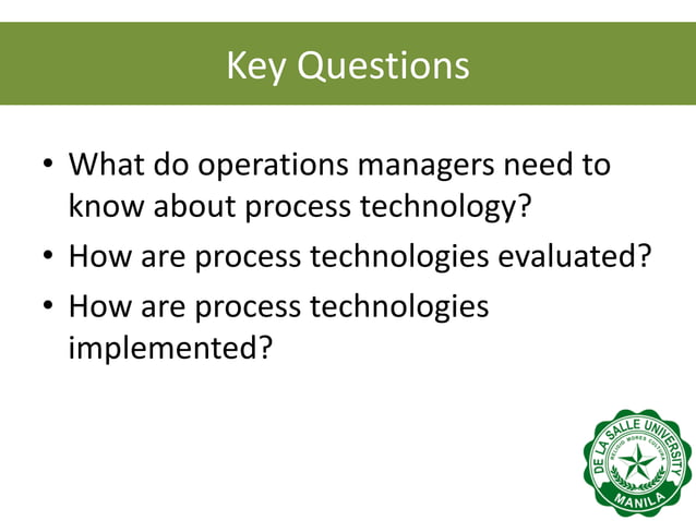 Operations Management - Process Technology | PDF