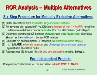 Chapter 8 ror analysis for multiple alternatives | PPT