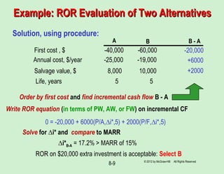 Chapter 8 ror analysis for multiple alternatives | PPT