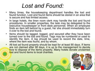 HOUSEKEEPING OPERATION: SAFETY AND SECURITY | PPT