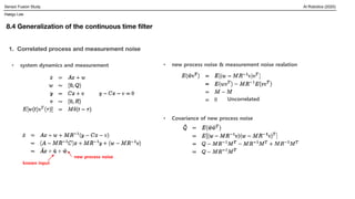 Sensor Fusion Study - Ch8. The Continuous-Time Kalman Filter [이해구] | PDF