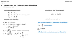 Sensor Fusion Study - Ch8. The Continuous-Time Kalman Filter [이해구] | PDF
