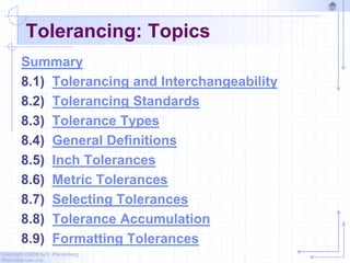 Chapter 8 tolerancing - 2010 | PPTX
