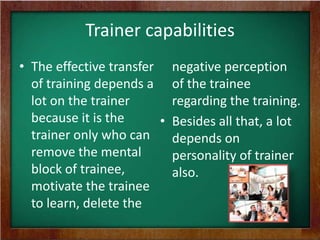 Transfer of Training | PPTX