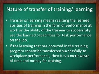 Transfer of Training | PPTX