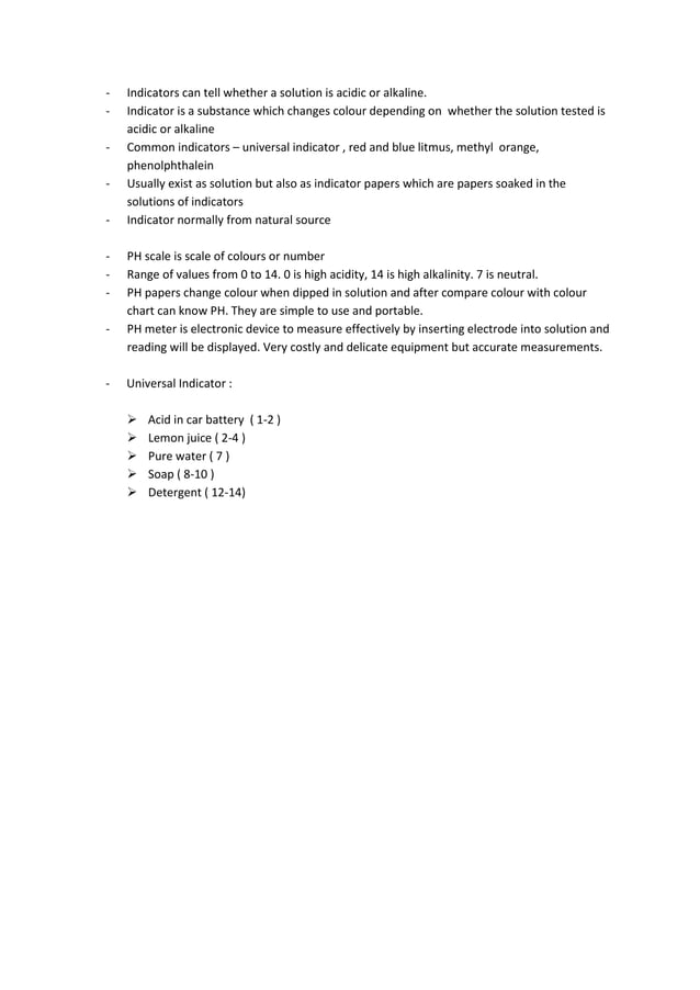 Chapter 8 acids and alkalis | DOCX | Chemistry | Science