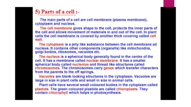 Chapter 8 - Cell Structure and functions | PPT