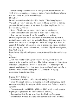 Chapter 8 Common Forensic ToolsOverviewIn this chapter, youl.docx