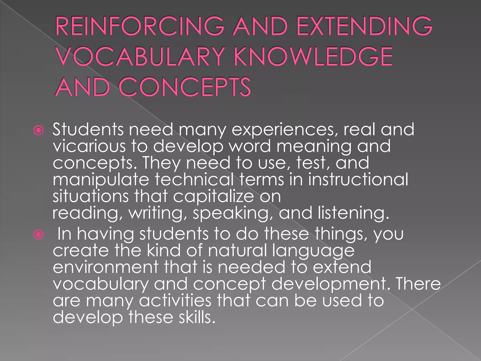 Developing Vocabulary and Concepts | PPTX