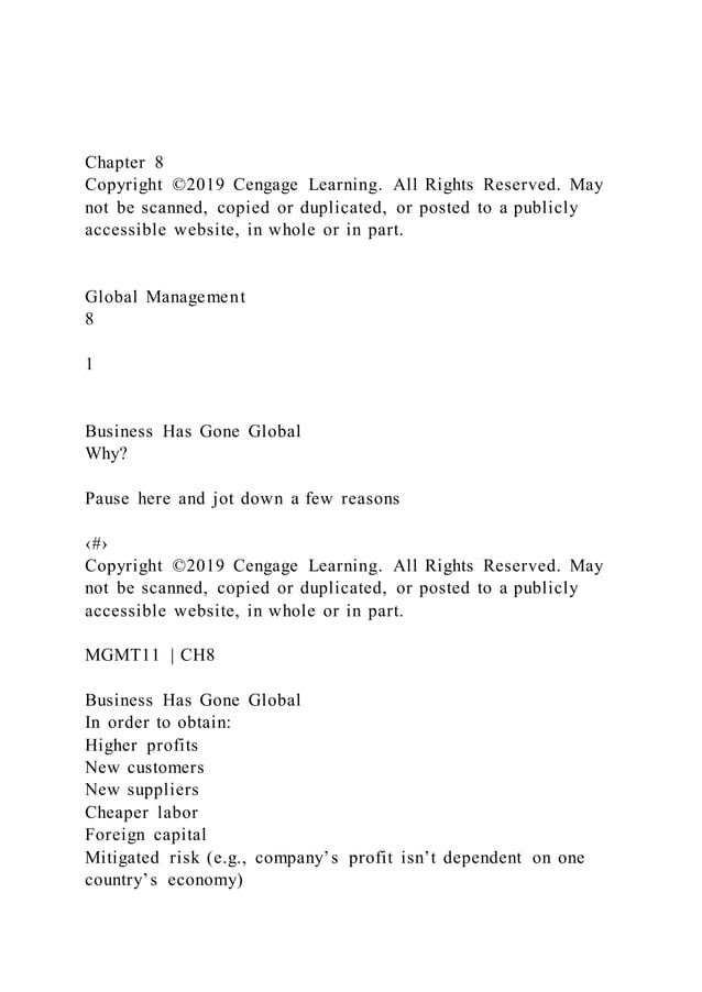 Chapter 8 copyright ©2019 cengage learning. all rights reserved | PDF