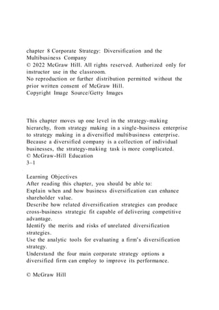 chapter 8 Corporate Strategy Diversification and the Multibusin | DOCX