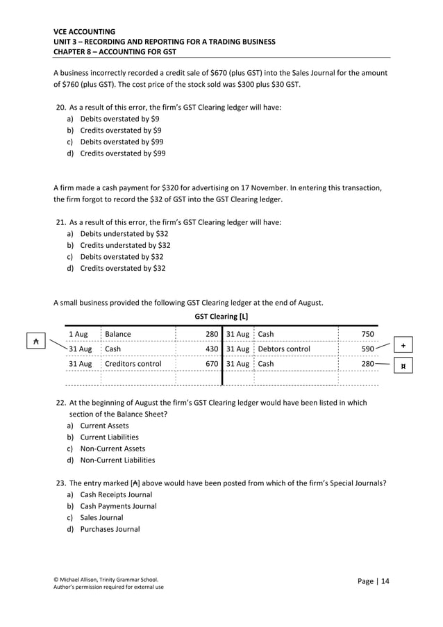 Chapter 8 GST Clearing and Settlements - Test | PDF