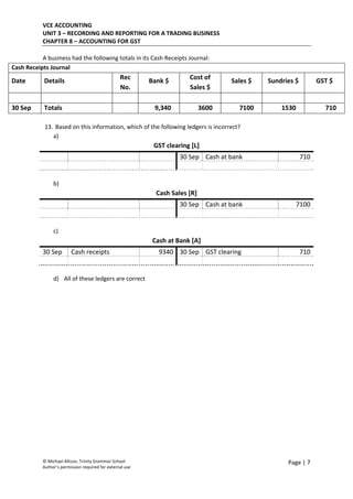Chapter 8 GST Clearing and Settlements - Test | PDF