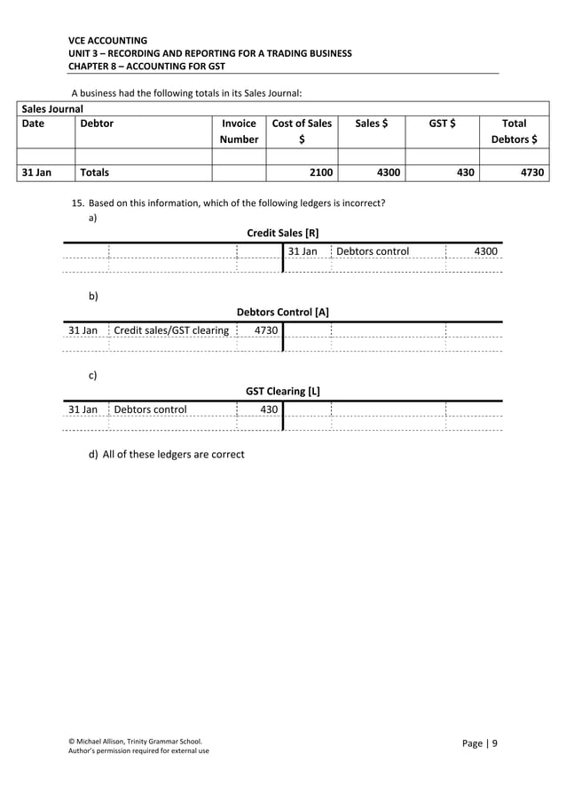 Chapter 8 GST Clearing and Settlements - Test | PDF