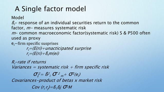 Chapter 8 Index Model, Index Model, Index Model | PPT