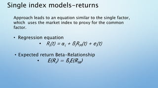 Chapter 8 Index Model, Index Model, Index Model | PPTX