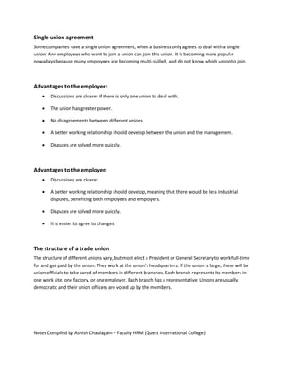 Chapter 8 industrial relations notes | PDF