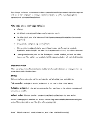 Chapter 8 industrial relations notes | PDF