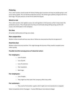 Chapter 8 industrial relations notes | PDF