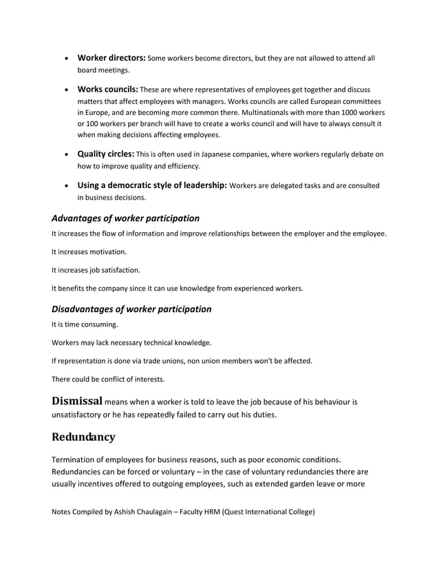 Chapter 8 Industrial Relations Notes Pdf Business Business And