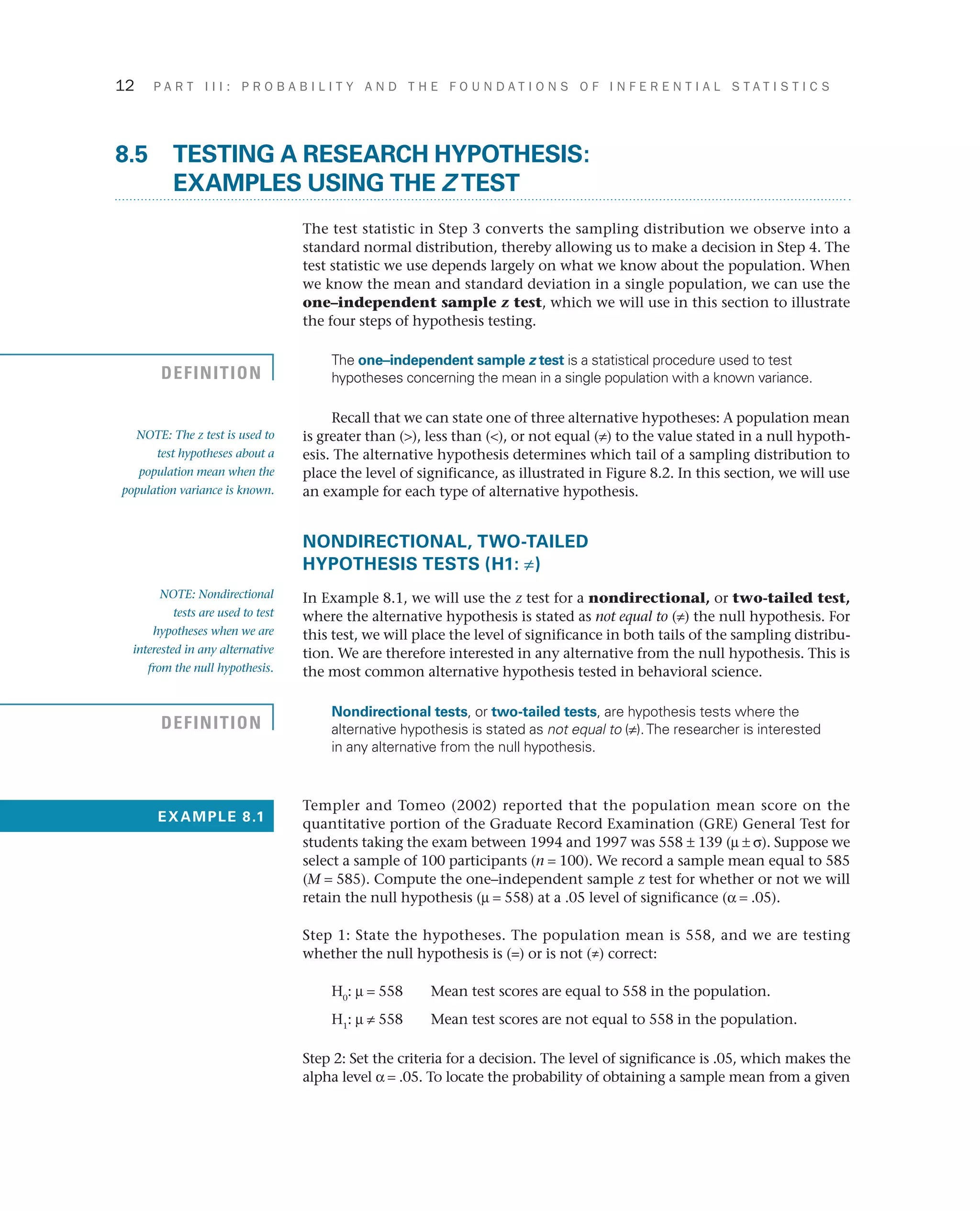Chapter8 introduction to hypothesis testing | PDF