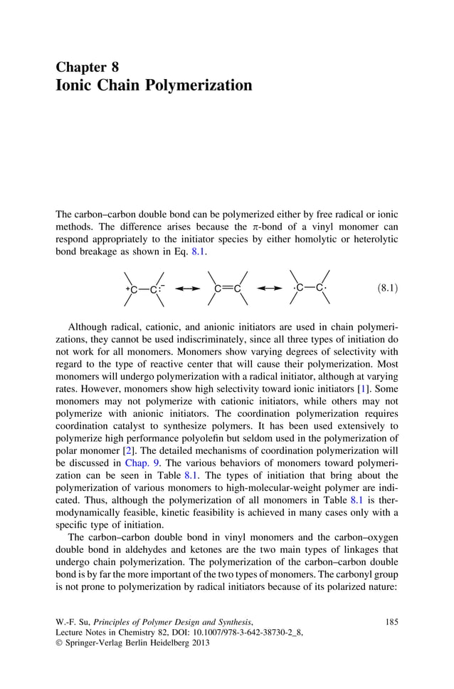 Chapter 8 ionic chain polymerization | PDF | Chemistry | Science