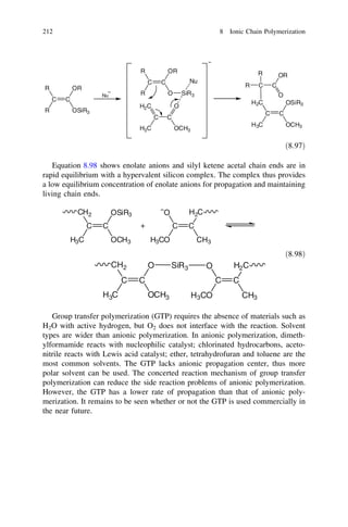 Chapter 8 ionic chain polymerization | PDF