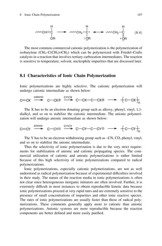Chapter 8 ionic chain polymerization | PDF