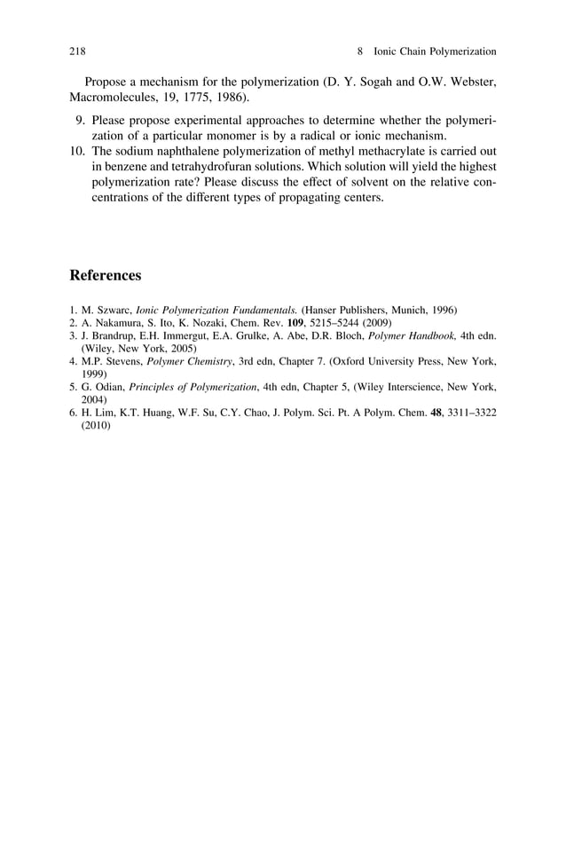 Chapter 8 ionic chain polymerization | PDF | Chemistry | Science