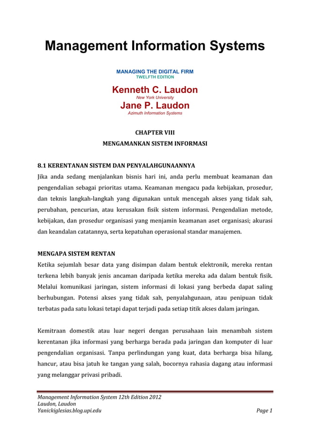 Chapter 8 management information system 12th edition 2012 laudon | PDF