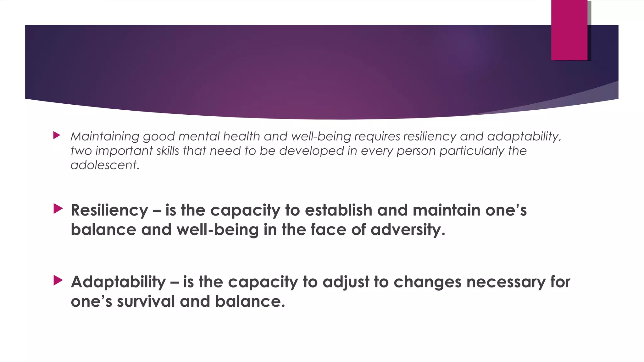 Chapter 8 mental health and well being in middle and late adolescence | PPT