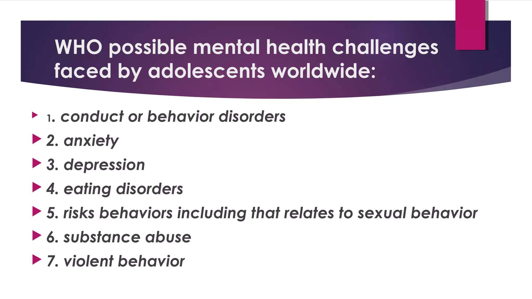 Chapter 8 mental health and well being in middle and late adolescence | PPT