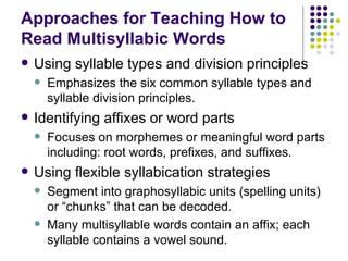 Chapter 8 Multisyllabic Word Reading Ppt | PPT
