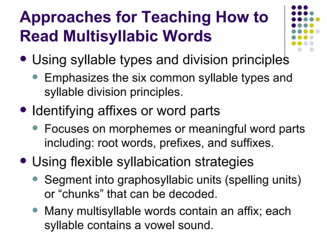 Chapter 8 Multisyllabic Word Reading Ppt | PPT