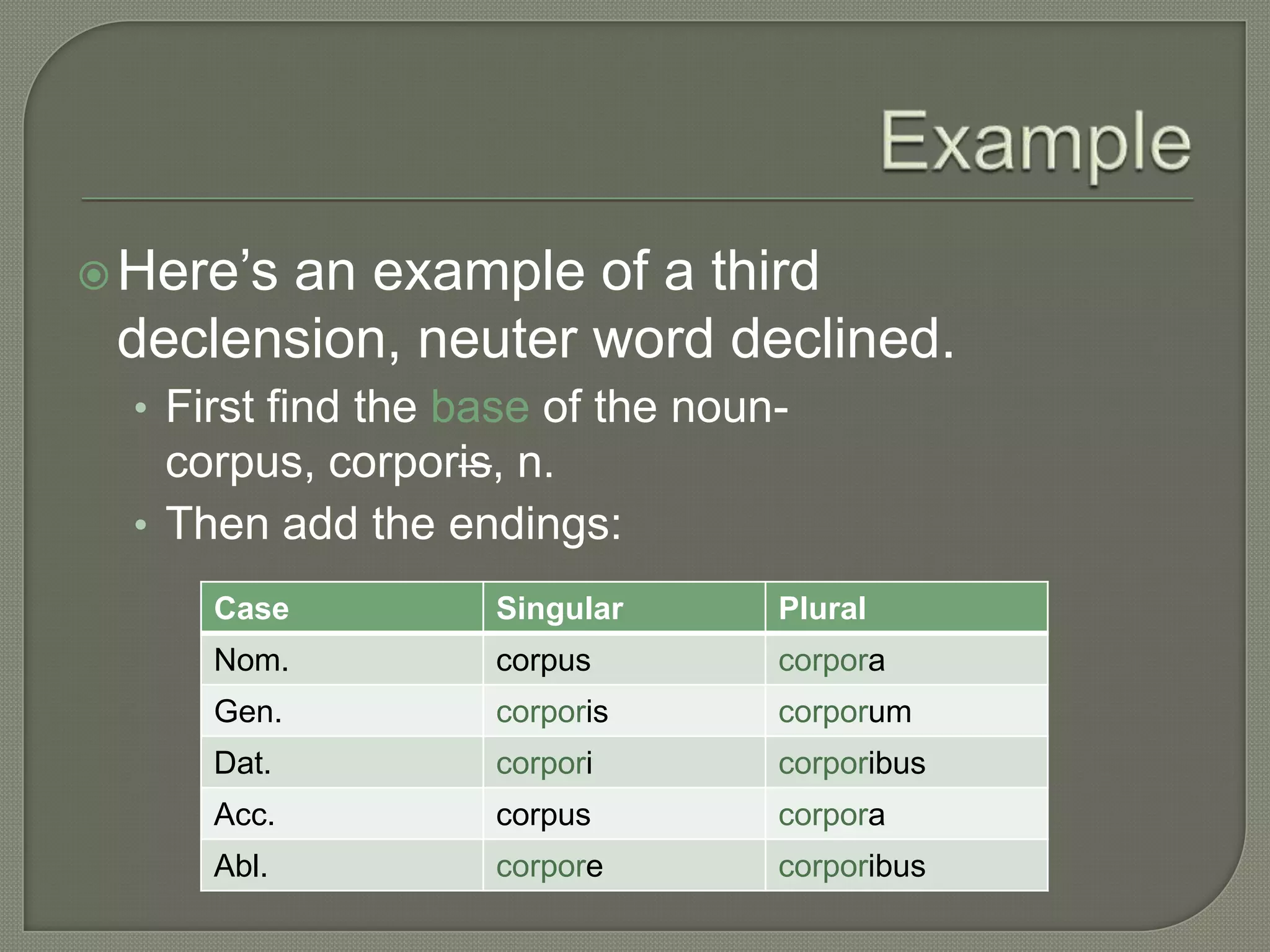 Chapter 8 Neuter Nouns | PPTX