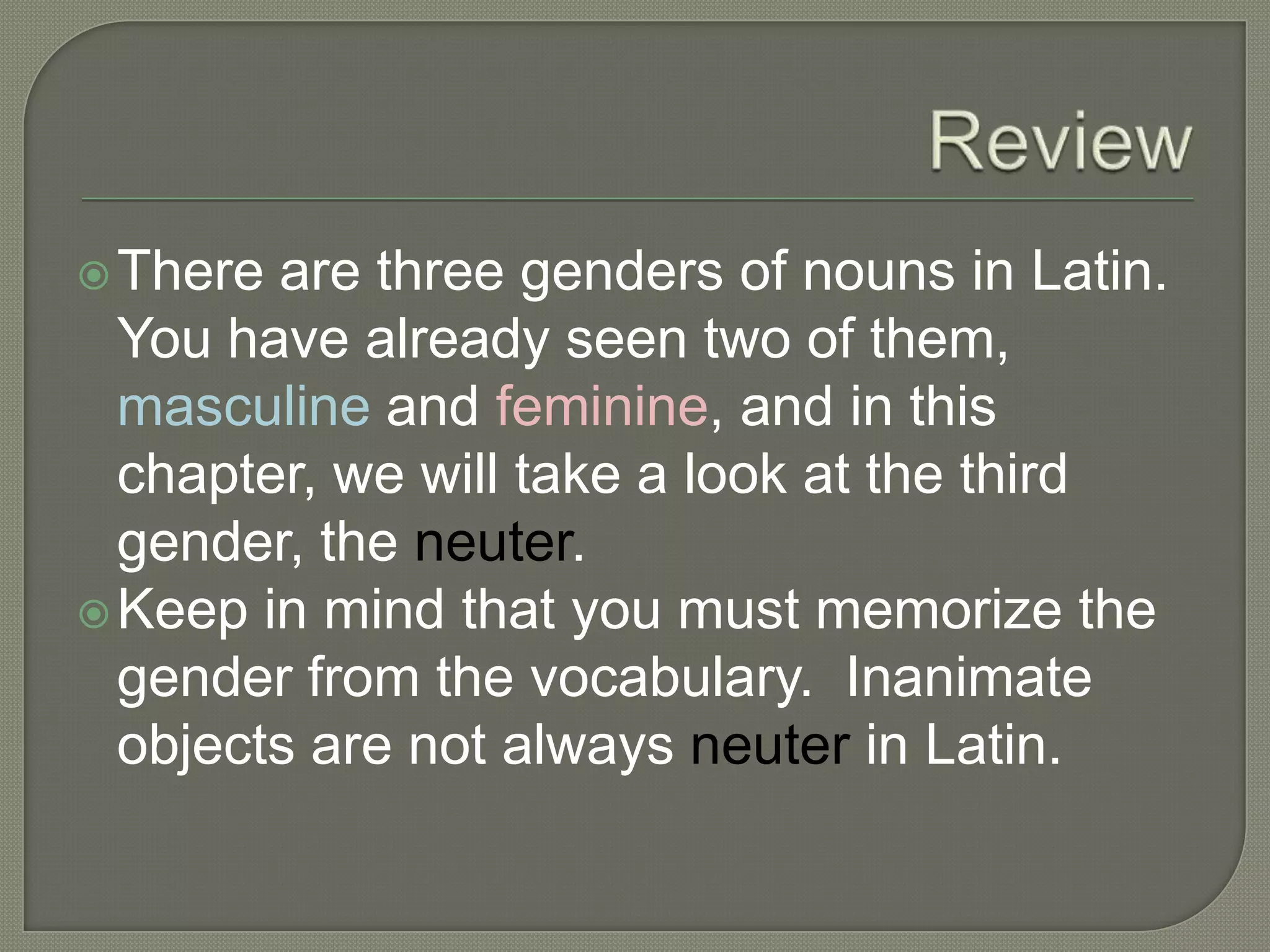 Chapter 8 Neuter Nouns | PPTX